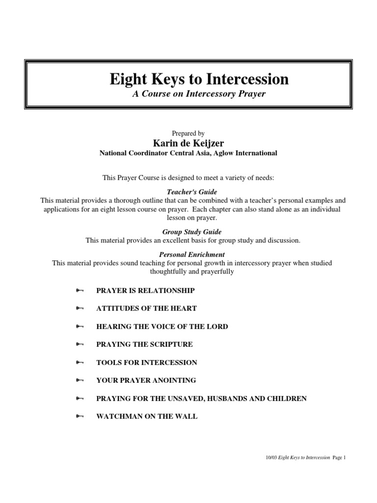 Aglow-8 Keys To Intercession | PDF | Intercession | Prayer