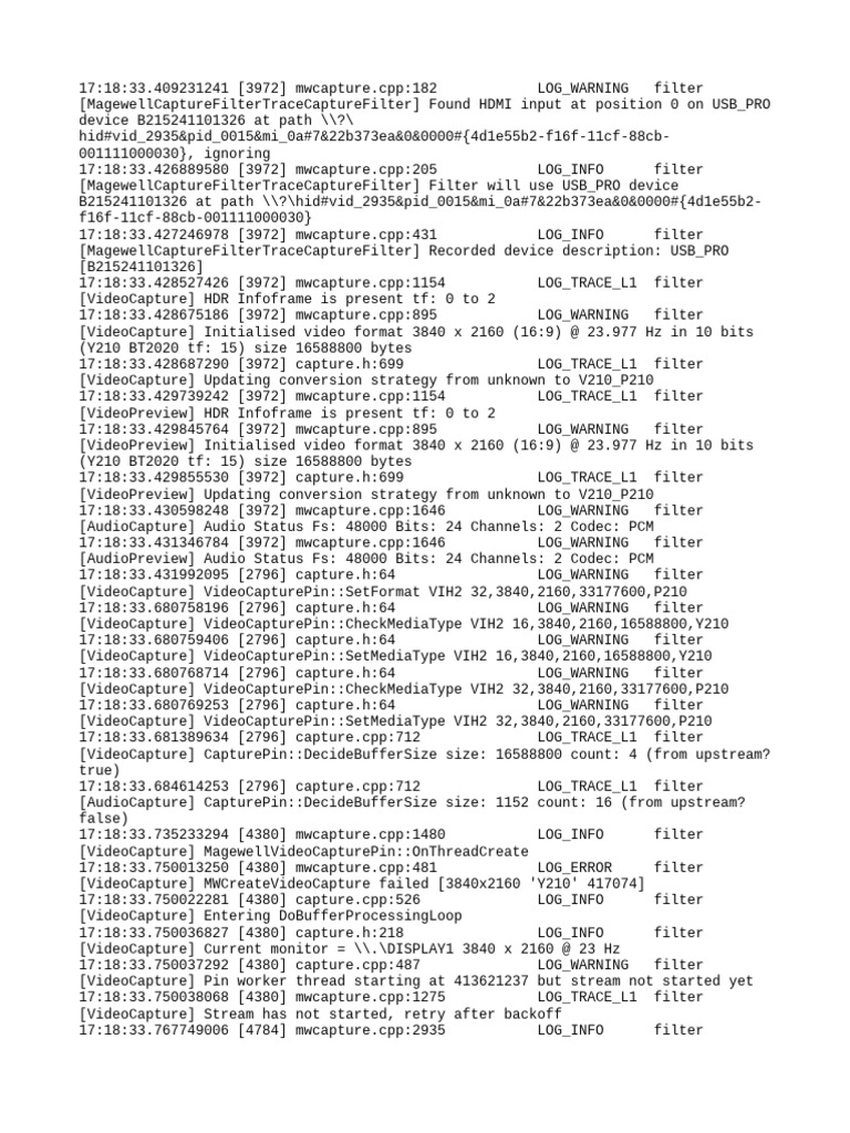 MagewellCaptureFilterTrace Capture 20250601 121833.Log-Y210 | PDF | Audio Electronics | Storage ...