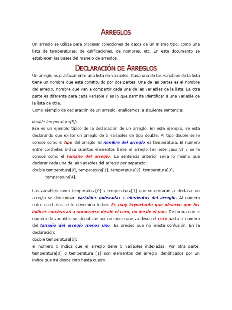 Arreglos o Arrays en C++ | PDF | Estructura de datos de matriz | C