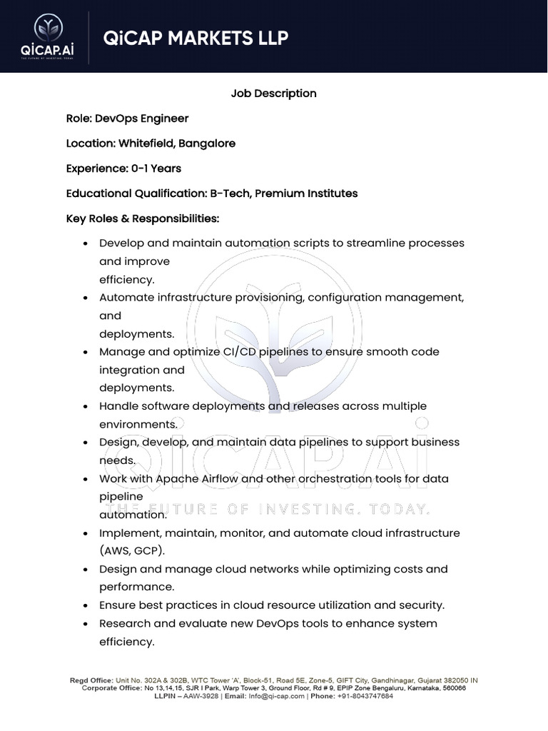 DevOps Engineer Job in Bangalore | PDF | Cloud Computing | Information ...