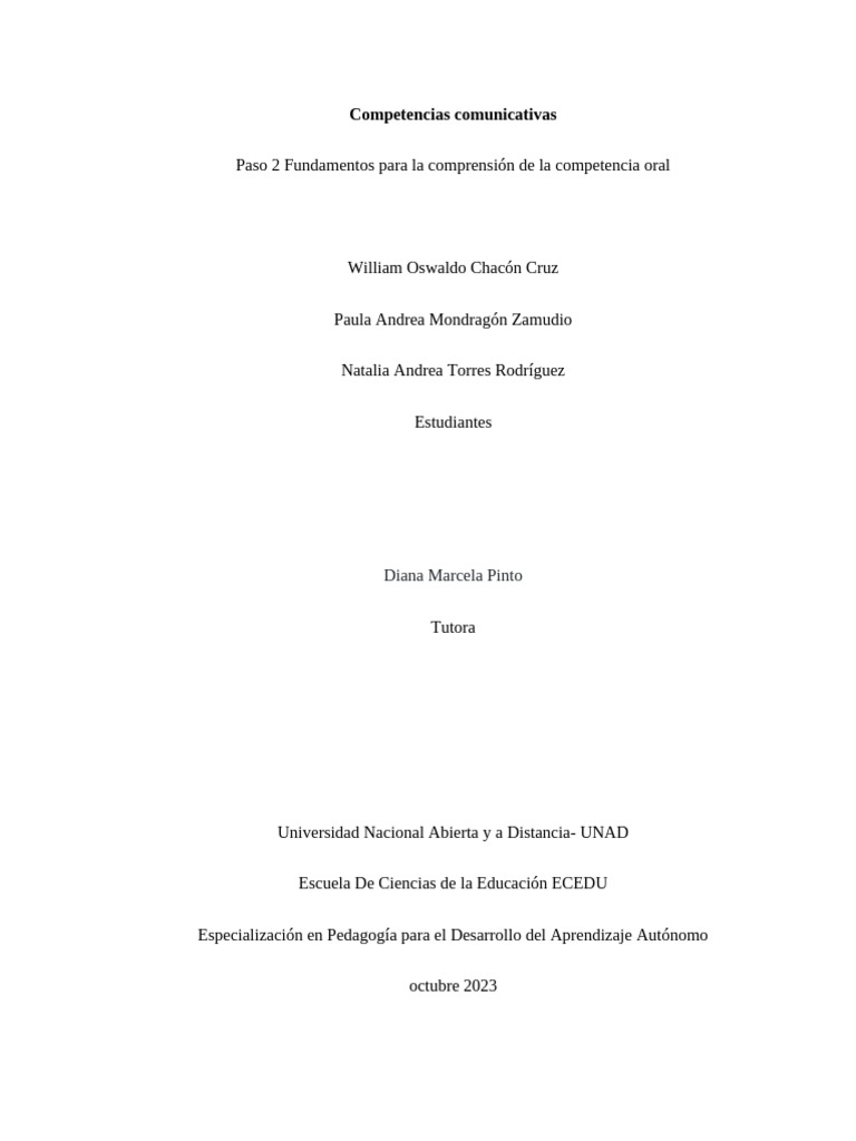 Paso 2 - Fundamentos para La Comprensión de La Competencia Oral | PDF ...