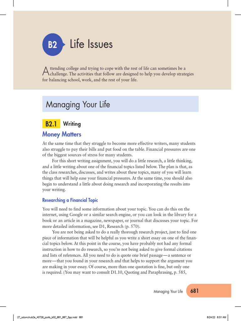 Strategies for Balancing School and Life | PDF