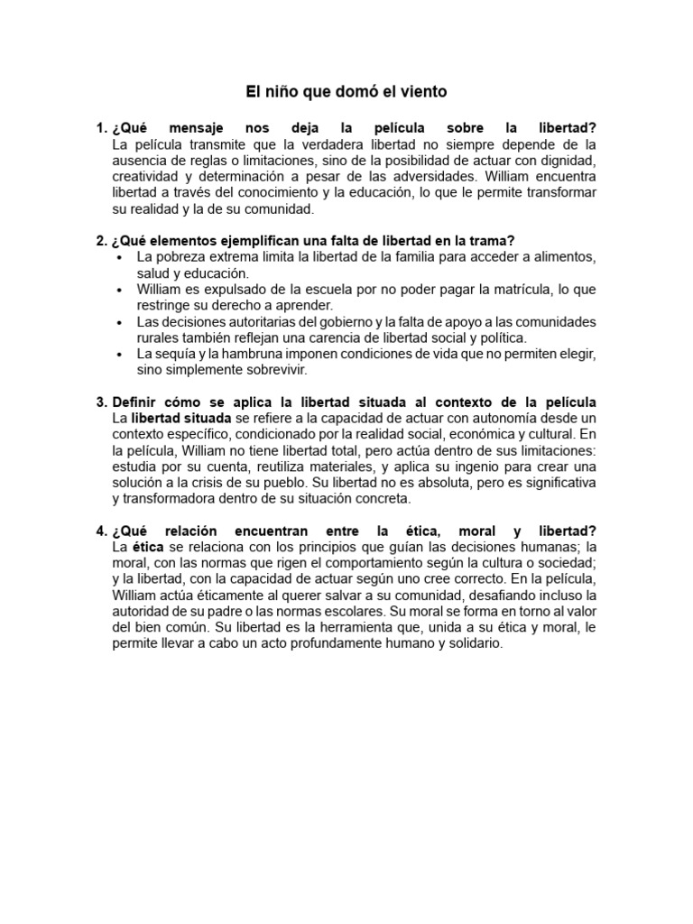 Mensajes de libertad en "El niño que domó el viento" | PDF