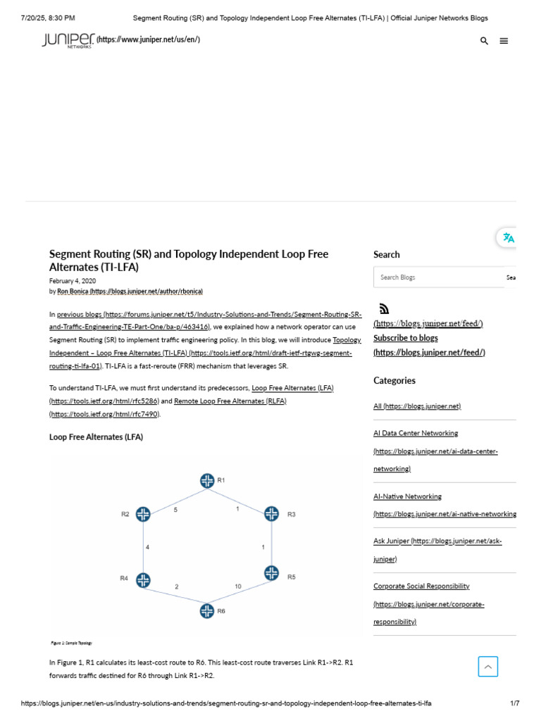 Segment Routing (SR) and Topology Independent Loop Free Alternates (TI ...