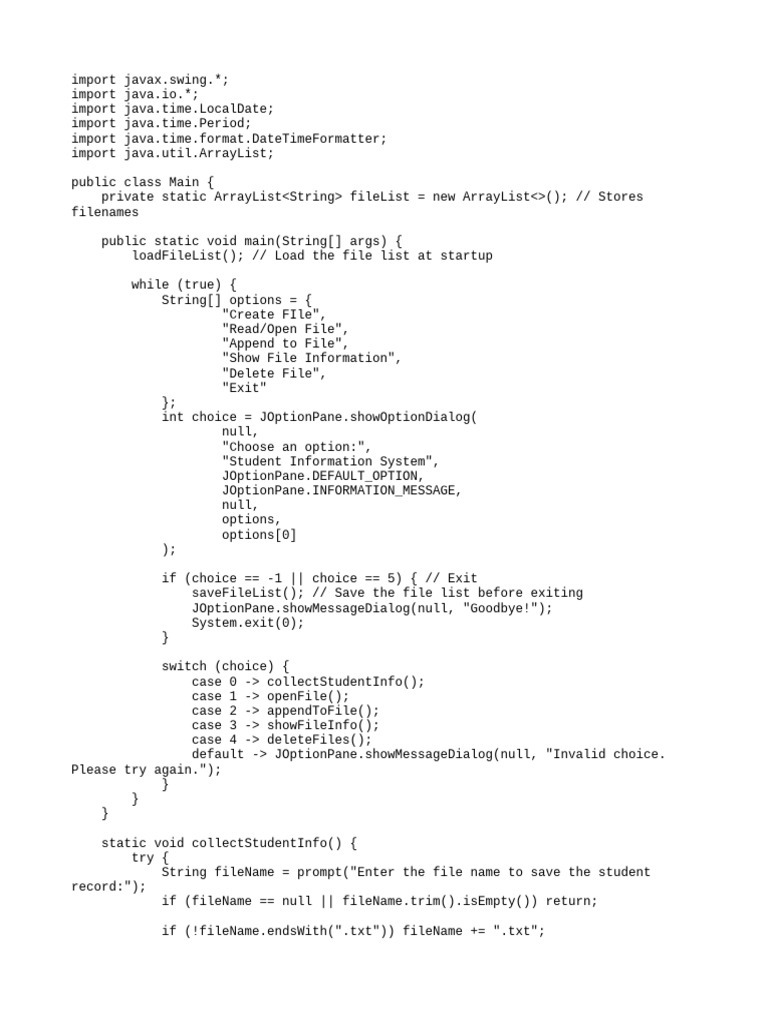 Student Information System File Manager | PDF | Filename | String ...