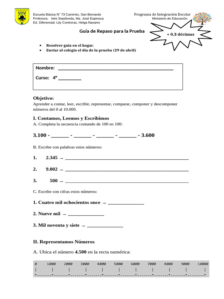 Guia Cuarto Repaso Prueba Abril | PDF | Aritmética | Números