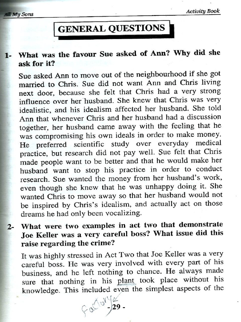 All My Sons Act 2-3 | PDF