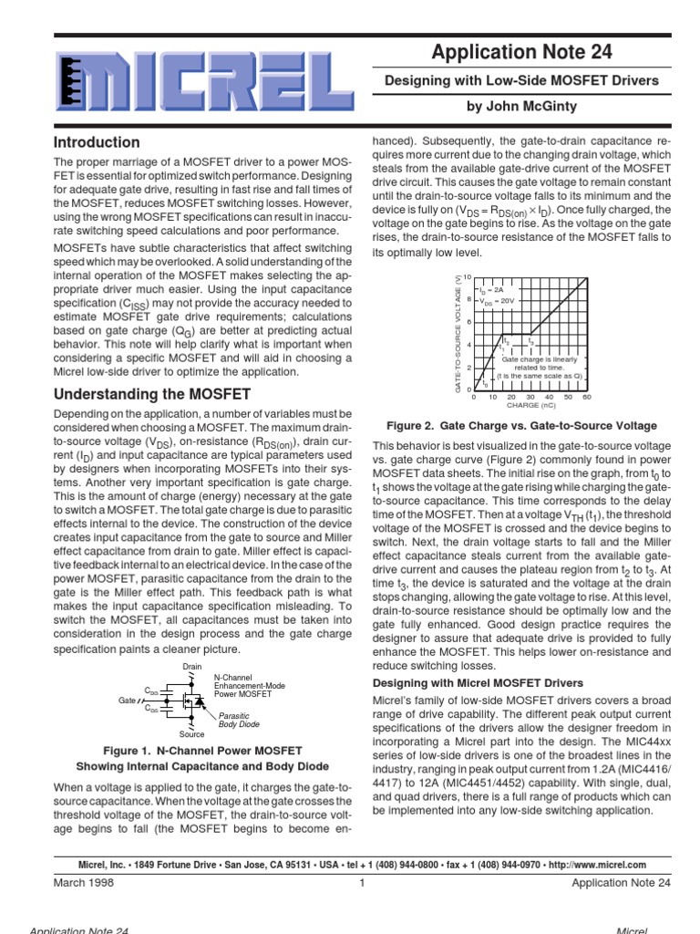 Designing With Low-Side MOSFET Drivers | PDF | Field Effect Transistor ...
