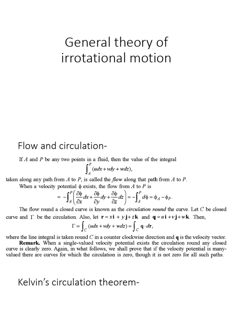 L-7 General theory of irrotational flow | PDF