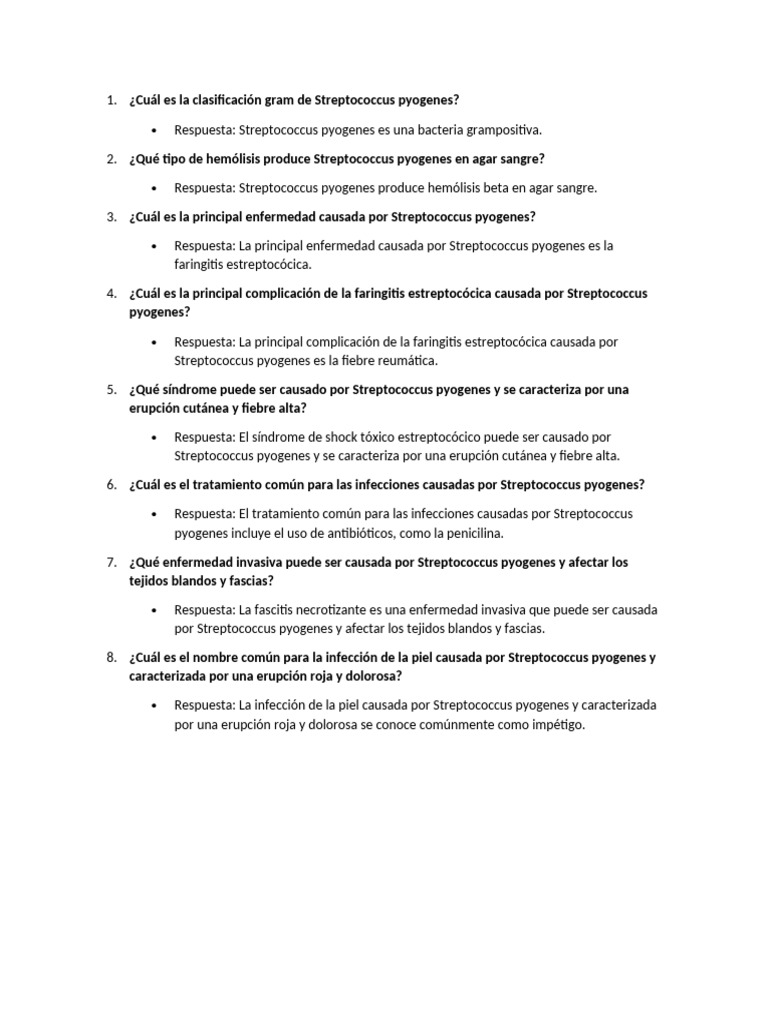 Streptococcus pyogenes: Enfermedades y Tratamientos | PDF
