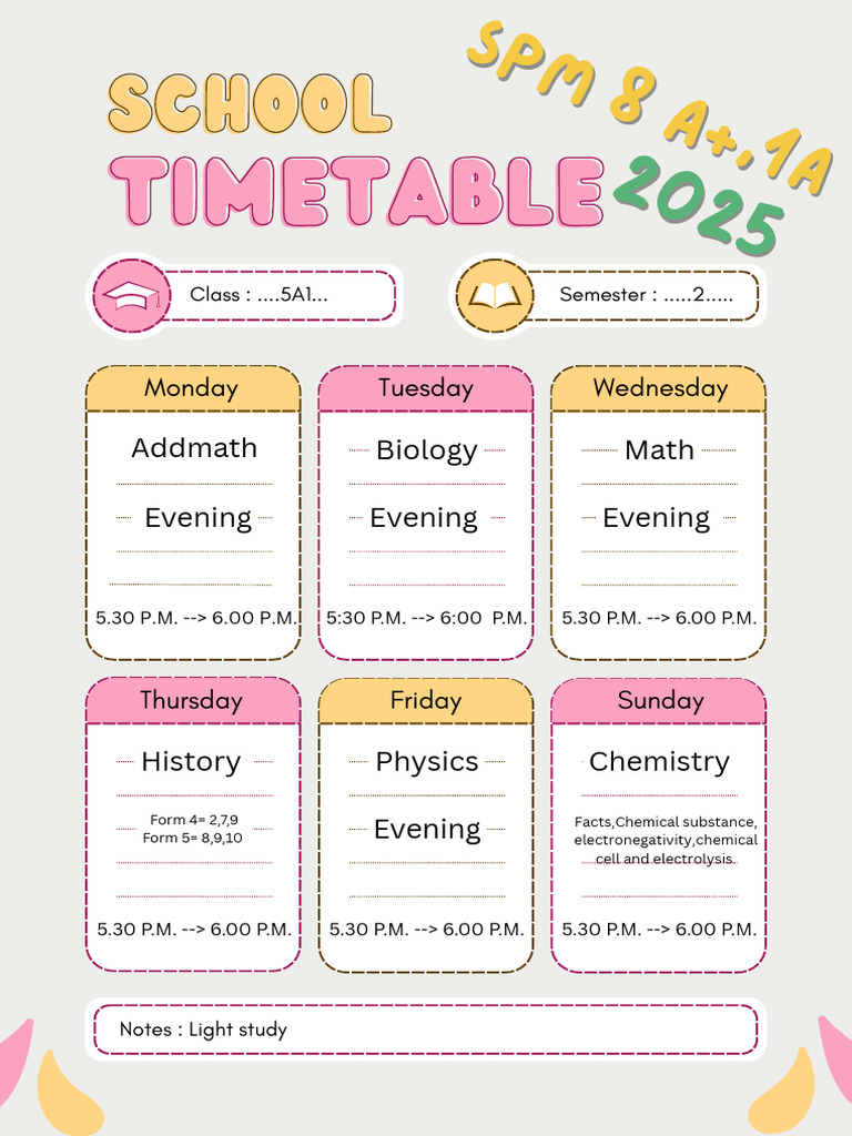 Yellow Pink Cute School Timetable A4 Document - 20250728 - 202748 ...