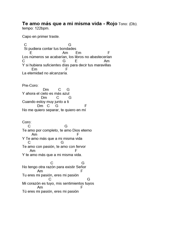 Te Amo Mas Que A Mi Misma Vida | PDF