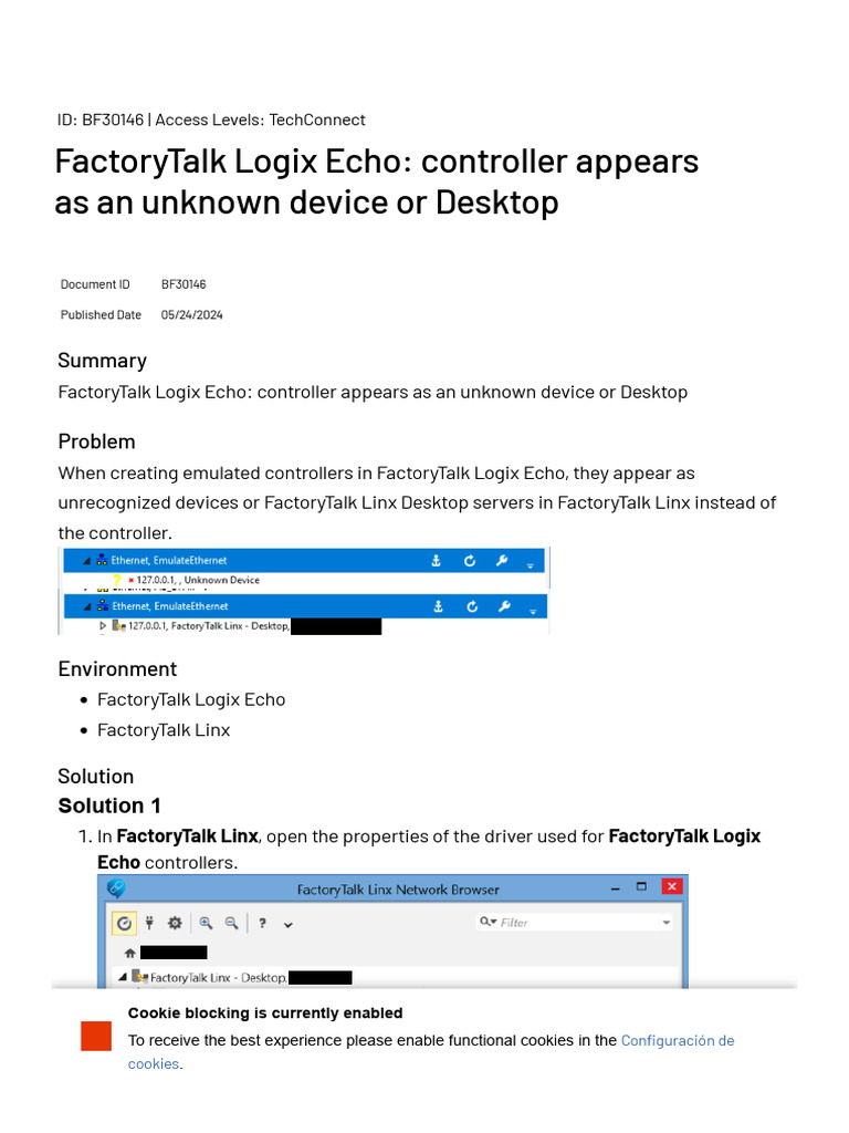 FactoryTalk Logix Echo - Controller Appears As An Unknown Device or ...