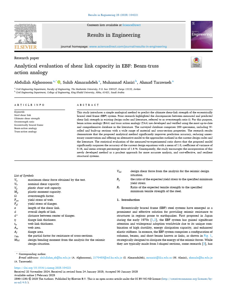 Shear Link Capacity in EBF Systems | PDF | Strength Of Materials ...