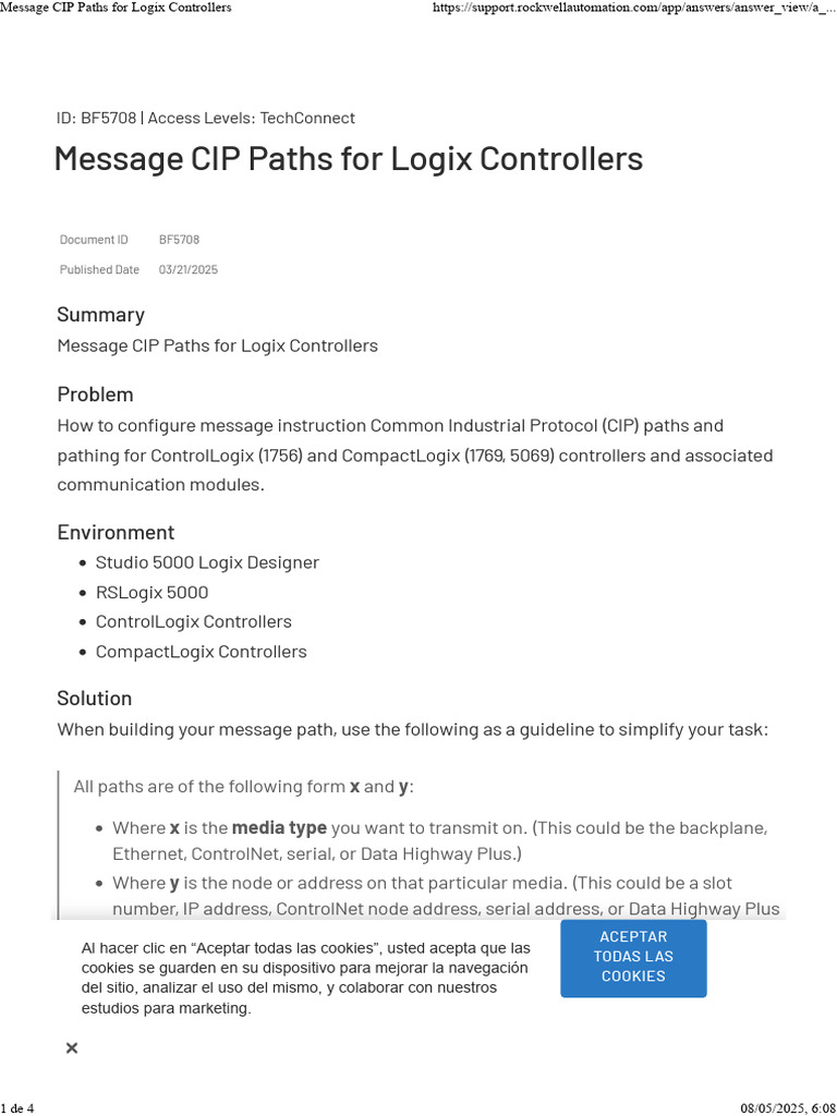 Message CIP Paths For Logix Controllers | PDF | Internet Protocols | Network Architecture