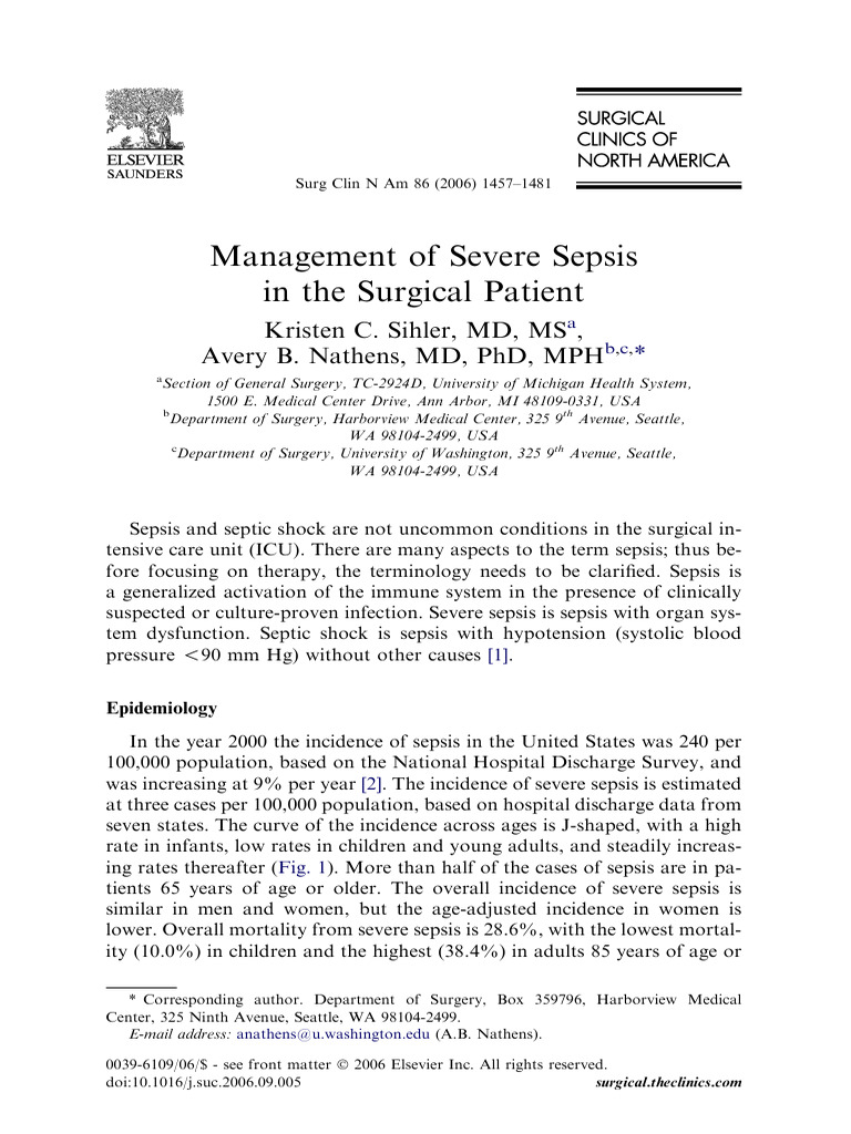 Severe Sepsis Management in Surgery | PDF | Sepsis | Blood Pressure