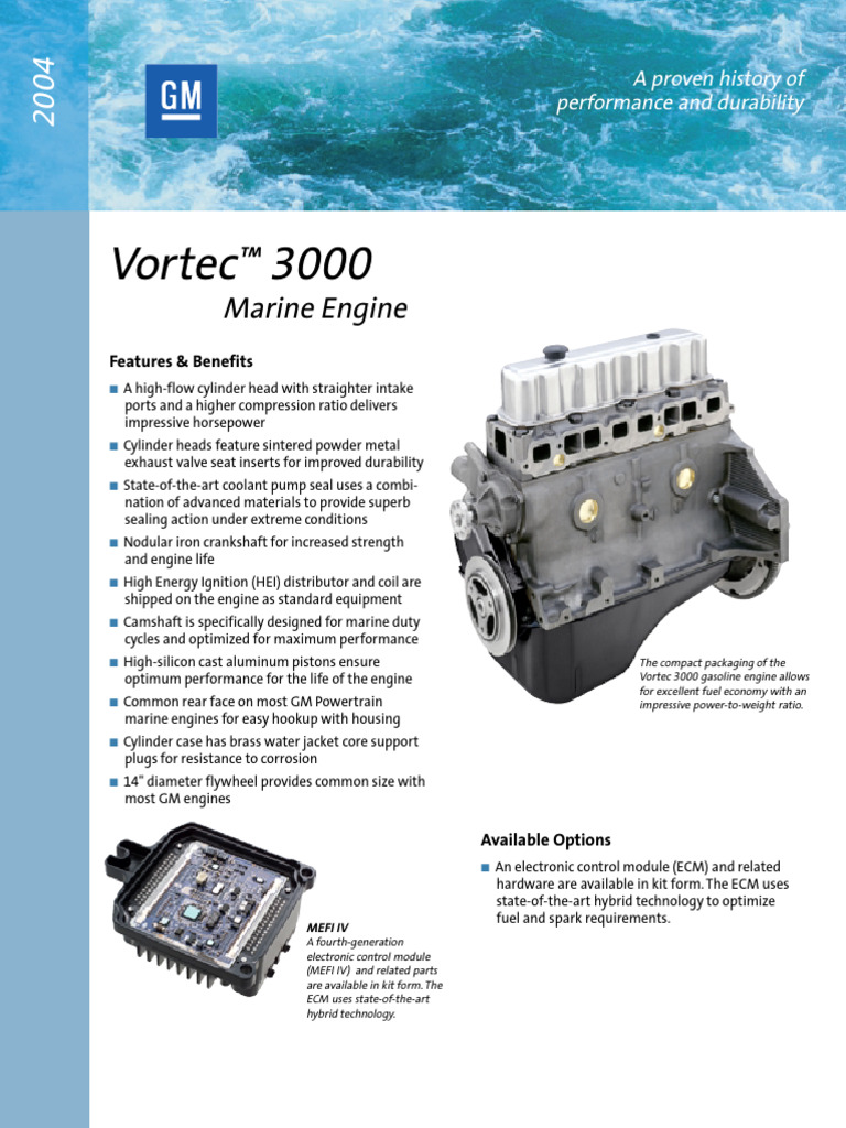Vortec 3.0L Engine Specifications | PDF | Engines | Mechanical Engineering
