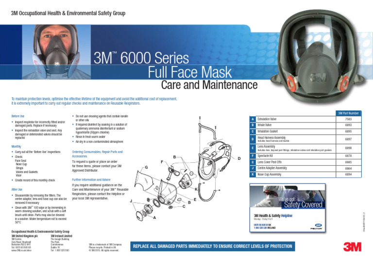 3M 6000 Respirator Care Guide | PDF | Respiration | Equipment