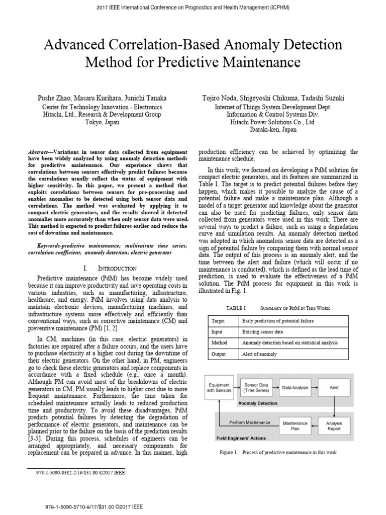 Advanced Correlation-Based Anomaly Detection Method For Predictive Maintenance | PDF | Cluster ...