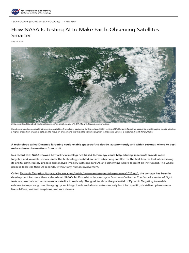 How NASA Is Testing AI To Make Earth-Observing Satellites Smarter ...