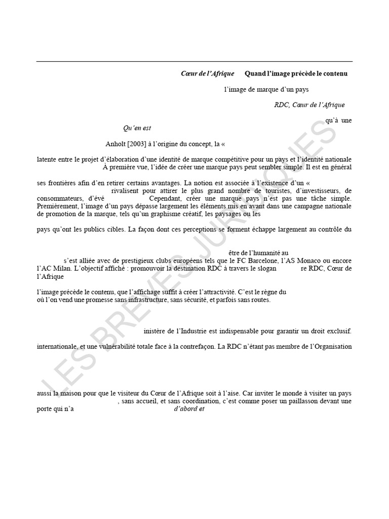 Branding National en RDC : Défis et Stratégies | PDF