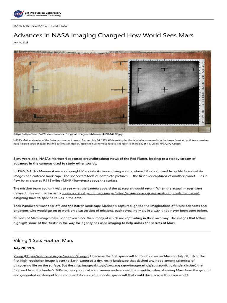 NASA's Imaging Breakthroughs on Mars | PDF | Mars | Rover (Space ...
