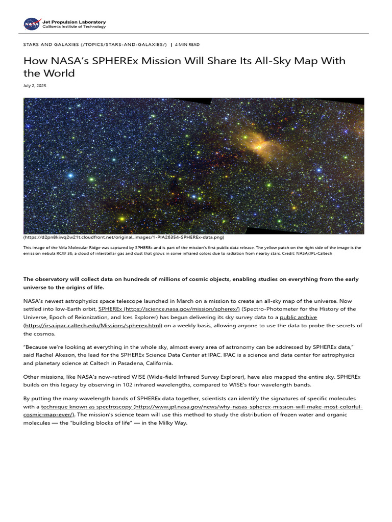 How NASA's SPHEREx Mission Will Share Its All-Sky Map With The World ...