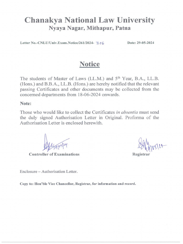 Notice Collection Passing Certificate | PDF
