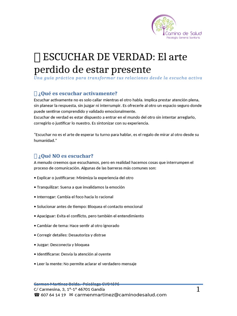Escuchar de Verdad: Guía Práctica | PDF | Experiencia | Verdad