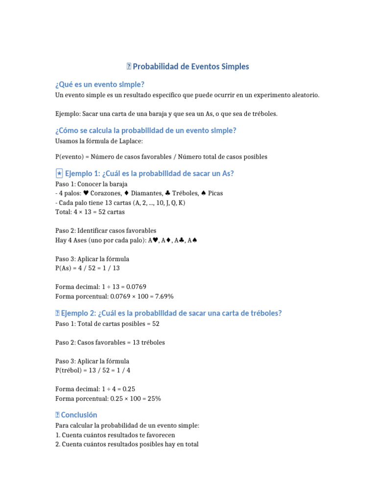 Probabilidad de Eventos Simples Explicada | PDF