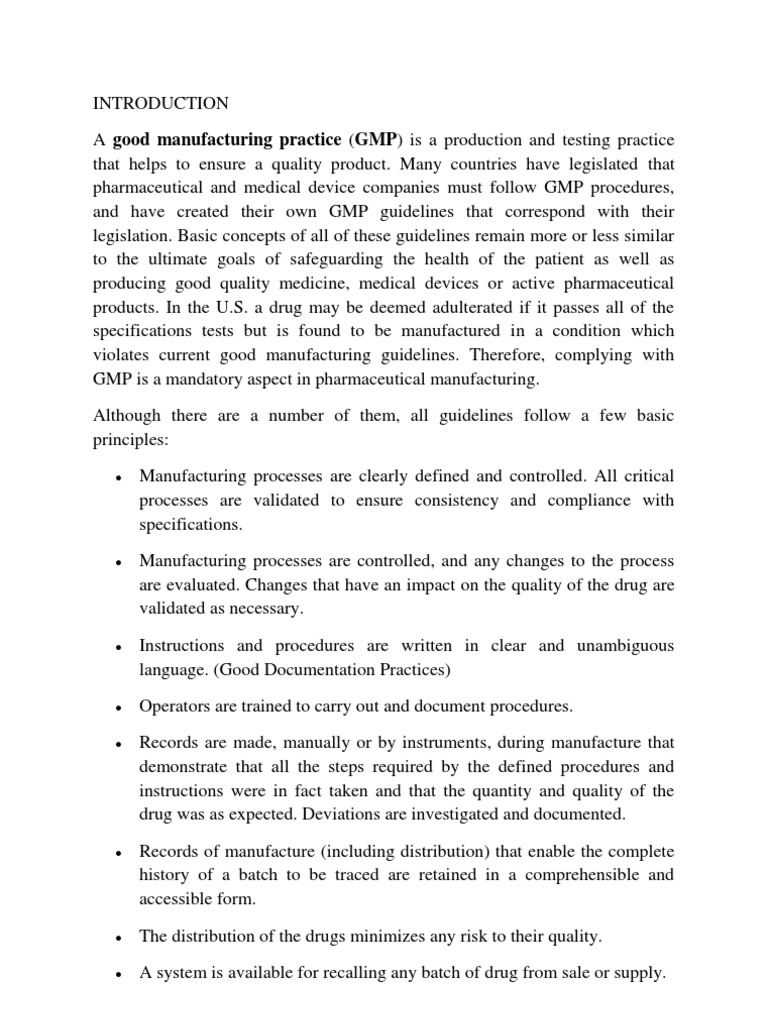 A Good Manufacturing Practice | PDF | Pharmaceutical Sciences ...