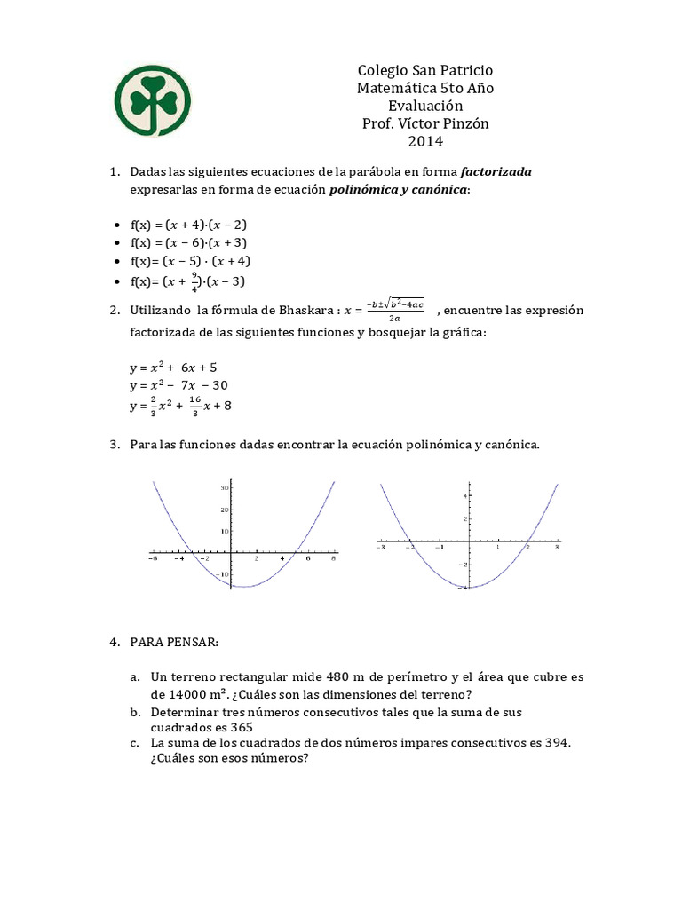 Eval Mat Cuarto | PDF