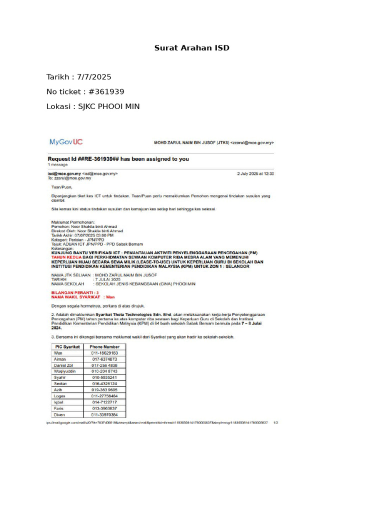 Surat Arahan ISD | PDF