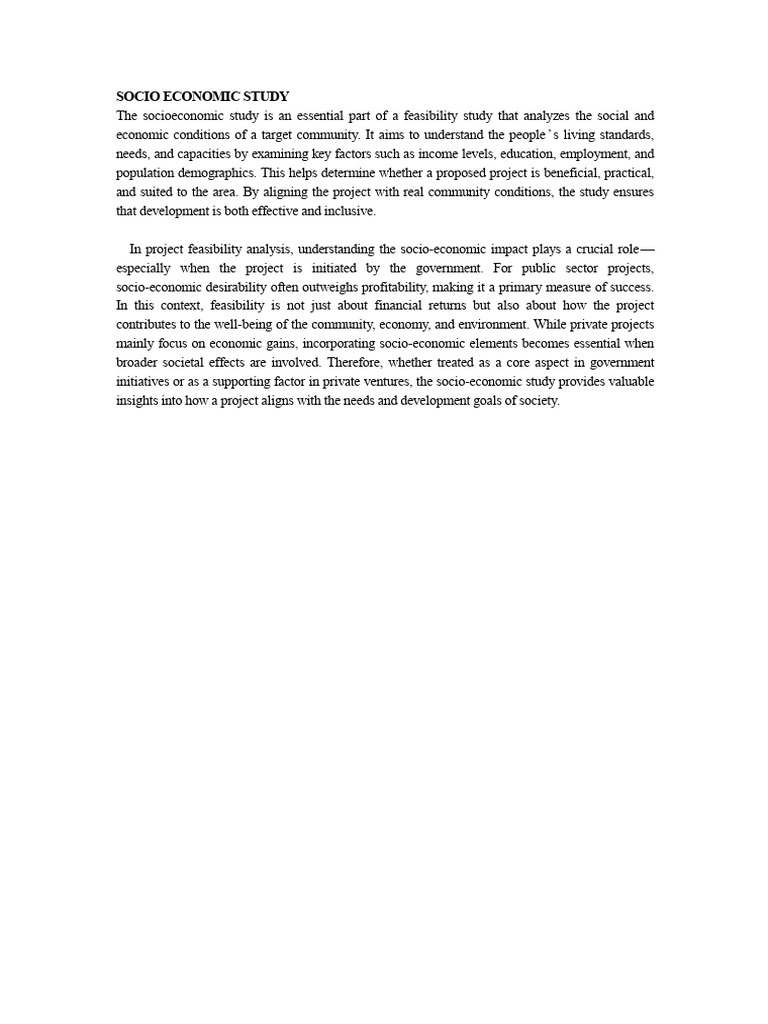 Socio Economic Study | PDF