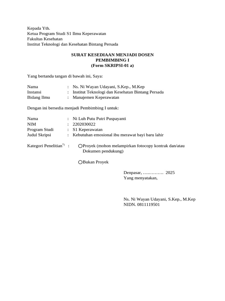 Lampiran 16. Form Permohonan Dosen Pembimbing | PDF