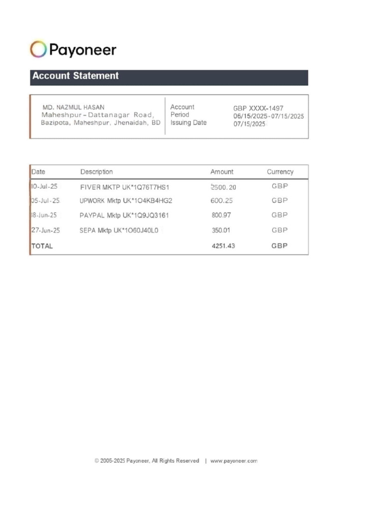 Pay One Er Statement 2025 | PDF