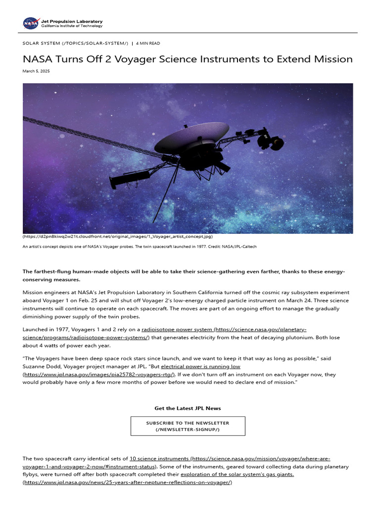 NASA Turns Off 2 Voyager Science Instruments to Extend Mission _ NASA Jet Propulsion Laboratory ...
