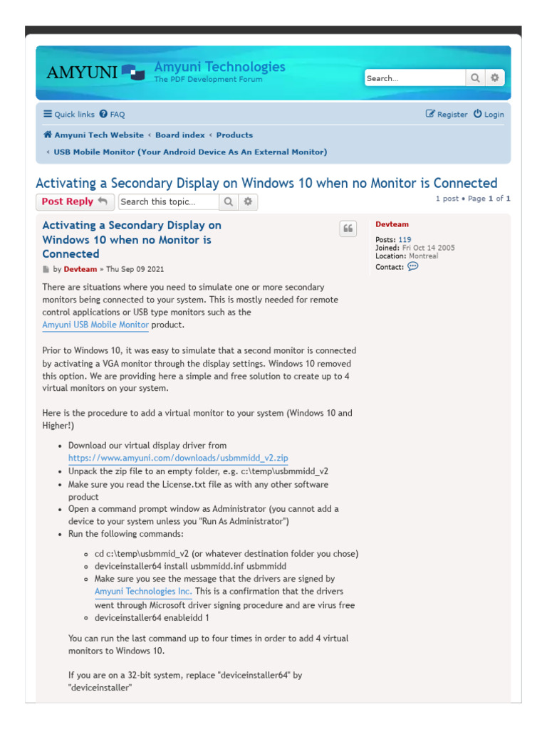 Activating A Secondary Display On Windows 10 When No Monitor Is Connected - Amyuni Technologies ...