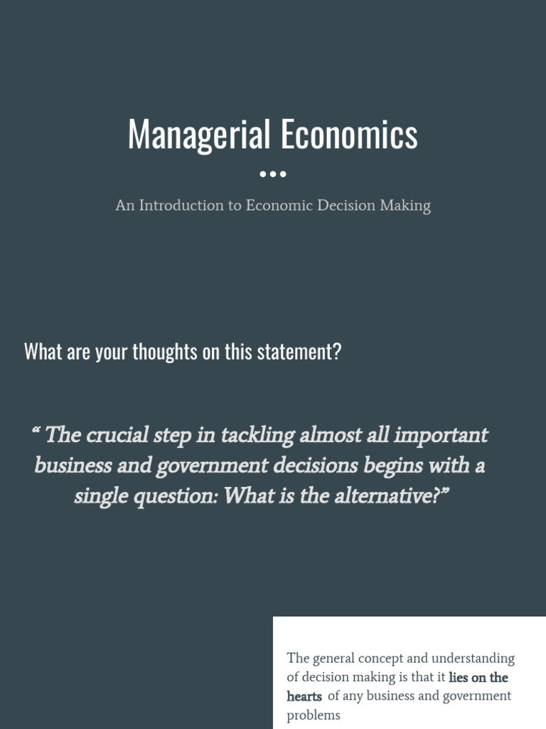 Introduction To Manegerial Economics | PDF | Economics | Decision Making
