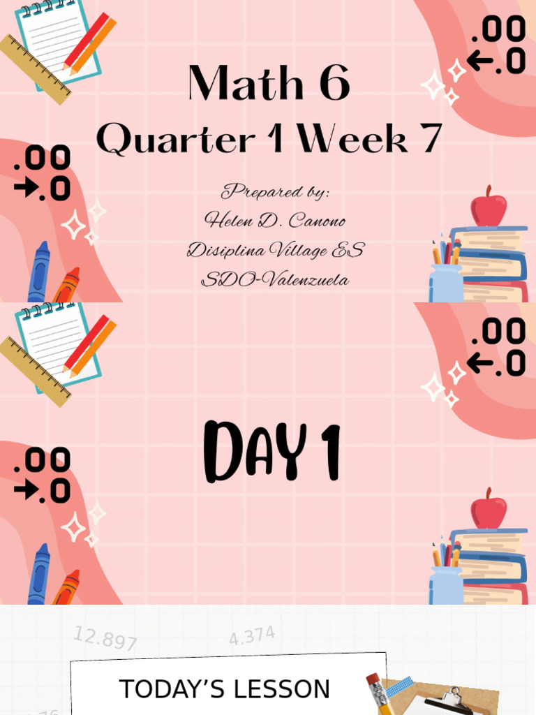 MATH 6 Q1 Week 7 - Shared to DTC by Ma'Am Helen D. Canono | PDF ...