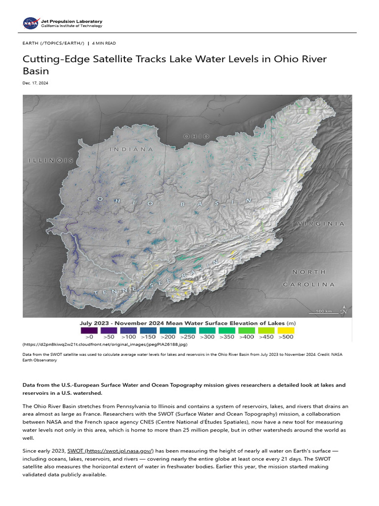Cutting-Edge Satellite Tracks Lake Water Levels in Ohio River Basin ...