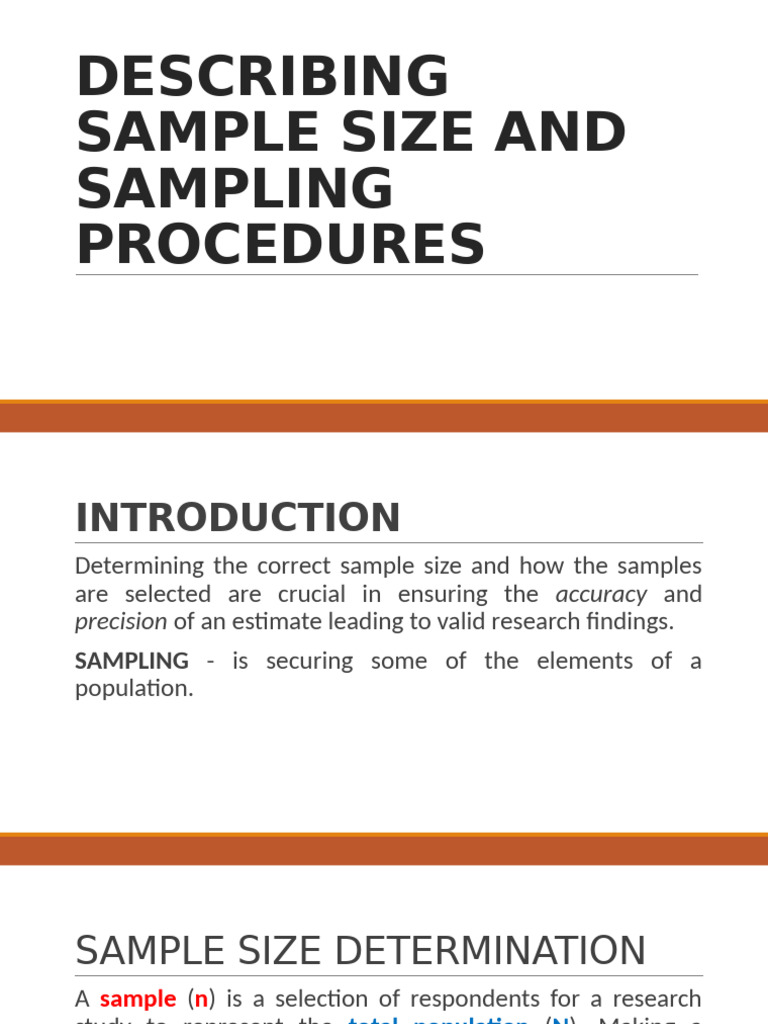 Lesson 20 Describing Sample Size and Sampling Procedures | PDF | Sampling (Statistics) | Sample ...
