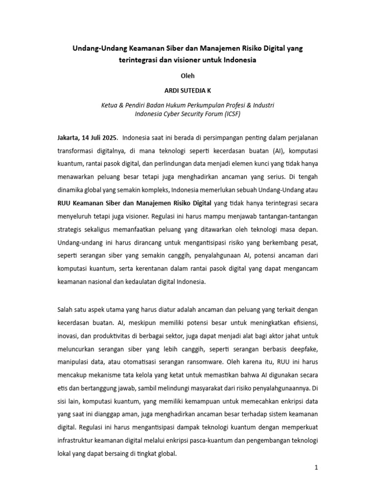 Undang-Undang Keamanan Siber dan Manajemen Risiko Digital yang ...