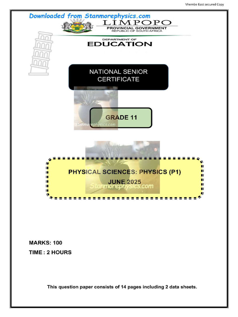 LP Physical Sciences Grade 11 June 2025 P1 and Memo | PDF