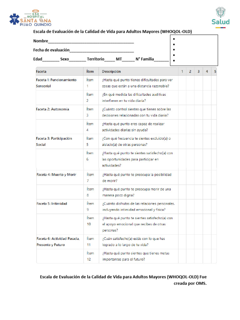 Calidad de Vida para Adultos | PDF