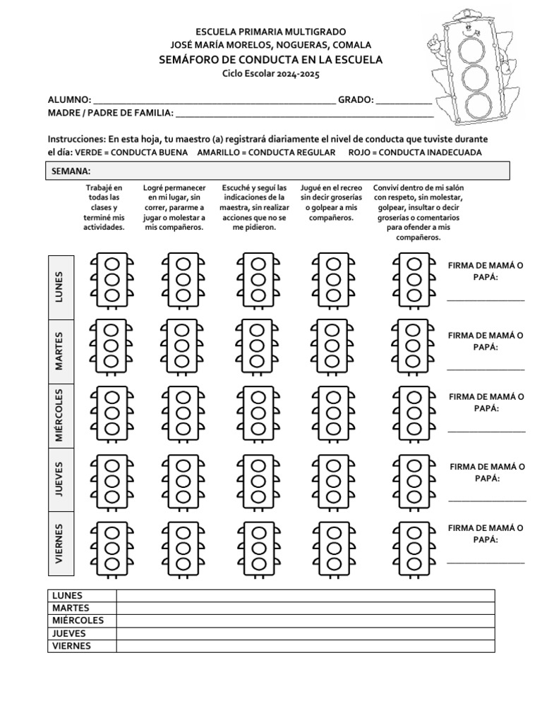 Semáforo de Conducta Escolar 2024-2025 | PDF