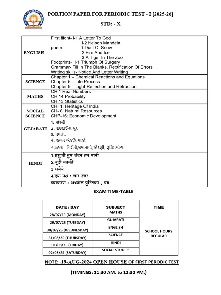 10th Class SA1 Portion Paper 2025-26 | PDF
