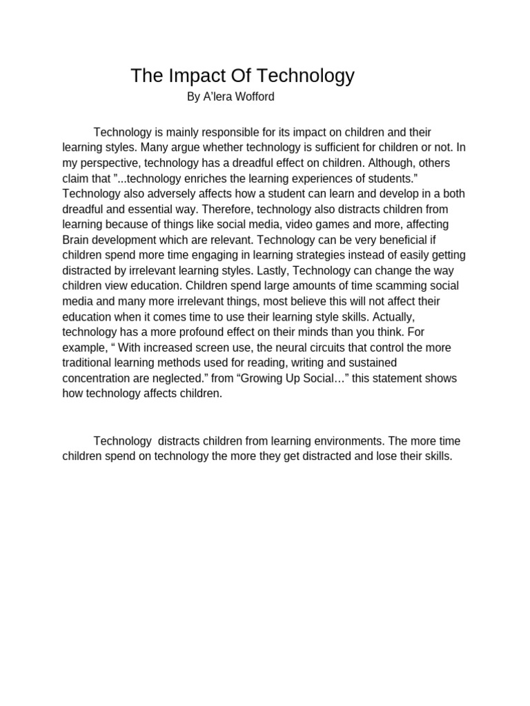 The Impact of Technology by a'Lera Wofford (3) | PDF