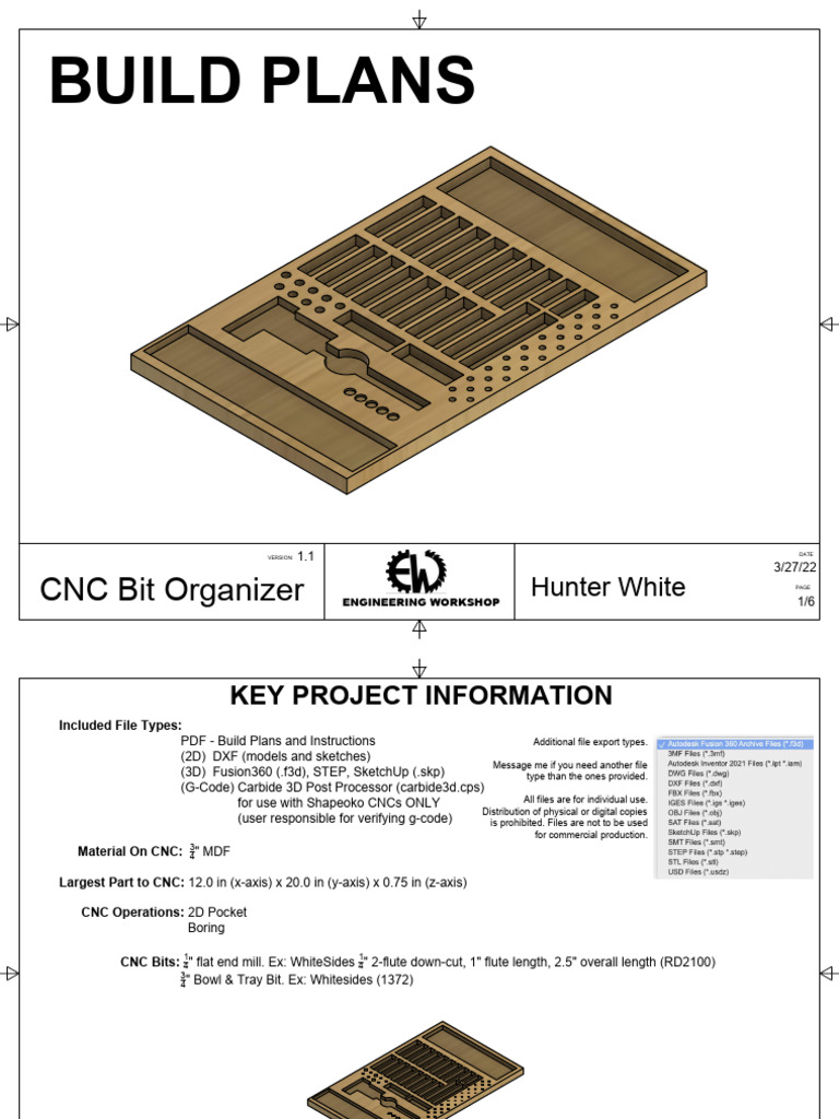 CNC Bit Organizer Build Plans | PDF | Sketch Up | Metalworking