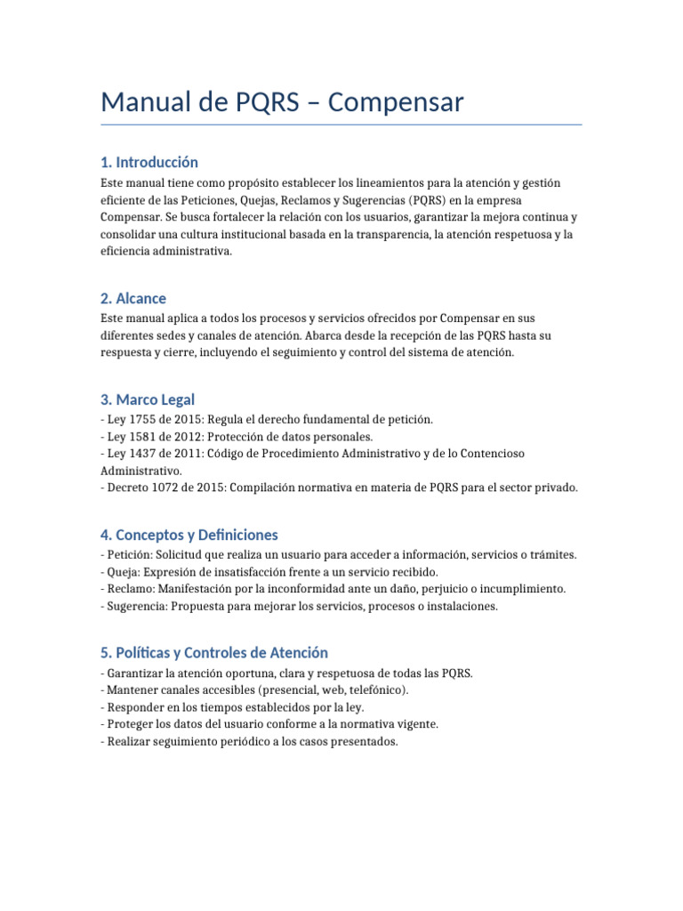 Manual PQRS Compensar | PDF